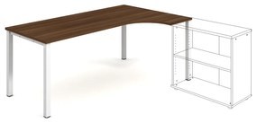 Stůl ergo oblouk levý 180×120/80 cm - Hobis Uni UE 1800 L Dekor stolové desky: ořech, Barva nohou: bílá