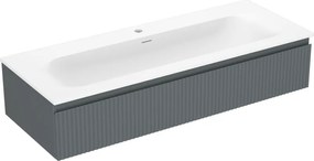 Mexen Rivel, koupelnová skříňka 120 cm s umyvadlem Vela, 1 zásuvka, drážkovaná, grafitová matná/bílá matná, 91A20-12023-1-BF66-W23M0