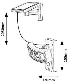 Rabalux 77019 - LED Solární svítidlo se senzorem VALPOVO LED/2,4W/3,7V IP44