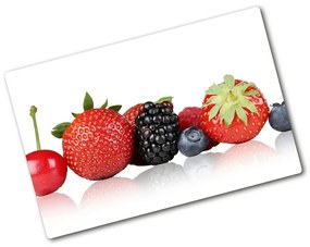 Wallmuralia Kuchyňská deska velká skleněná Ovoce v řadě 80x52 cm
