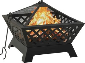 Rustikální přenosné ohniště s pohrabáčem 64 cm XXL ocel 311894