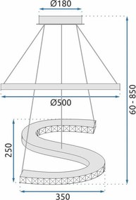 Toolight Toolight, LED závěsné křišťálové svítidlo s dálkovým ovládáním APP773-2CP, chromová, OSW-05024