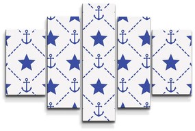 Sablio Obraz - 5-dílný Hvězdy a kotvy - 125x90 cm