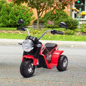 HOMCOM Dětská elektrická motorka se třemi koly - Elektrokolo pro děti 18-36 měsíců, napájené baterií, tříkolka 6V s předním světlem a klaksonem, 72x57