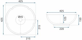Keramické umyvadlo na desku REA MARINA BLUE, modré/zlaté