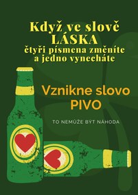 Plechová cedule Pivo - láska Velikost: A5 (20 x 15 cm)