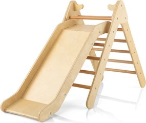 Costway 2-in-1 šplhací sada trojúhelníky šplhací žebřík z přírodního dřeva