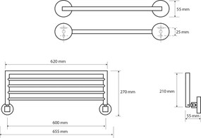 Sapho Sapho, X-ROUND polička na ručníky výklopná 650mm, chrom, XR420