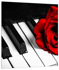 Obraz růže a klavíru (30x30 cm)