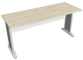 Stůl pracovní rovný 160 cm hl. 60 cm - Hobis Cross CE 1600 Dekor stolové desky: akát, Dekor lamino podnože: bílá, Barva nohou: Stříbrná