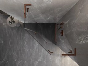 Mexen Lunar, L pravý výklopný pětiúhelníkový sprchový kout 100 x 100 cm, 8mm čiré sklo, profil růžové zlato, 831L-100P-100L-60-00-P