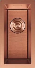 Mexen Trixo, 1-komorový nerezový dřez 230 x 440 mm, broušená měď, vzor voština, 6411221000-65HC