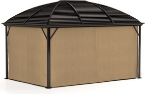 Pavilion Outsunny s pevným zastřešením, 4x3 m, voděodolný stabilní zahradní pavilion pro zimní období s moskytiérou, háčky, bočními panely, klenutou s