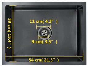 vidaXL Marketos Ručně vyrobený kuchyňský dřez černý nerezová ocel