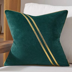 Luxusní povlak na polštář se zlatými příčnými pruhy Barva: tmavě zelená