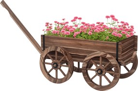 Květinový box Outsunny v designu vozíku, rostlinný vozík s rukojetí, květinový box, stojan na květiny do zahrady, na terasu, nosnost až 30 kg, antraci