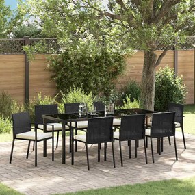 Zahradní jídelní souprava 9 ks Černá Práškově lakovaná ocel 3379239