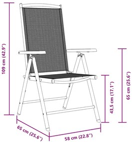 vidaXL Marketos Skládací zahradní židle 4 ks hliník a textilen černé