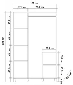 Šatní skříň Hedera II 120 cm borovice atlantská