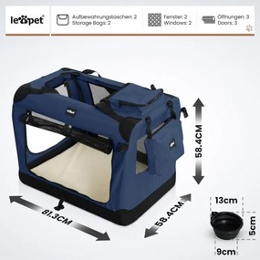 Leopet Přepravní box pro psy XL, 81,3 x 58 x 58 cm, modrý