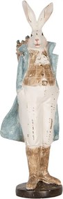 Dekorace zajíc v modrém plášti a košíkem mrkve - 13*12*38 cm