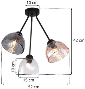Stropní svítidlo Venice, 3x skleněné stínítko (mix 3 barev)