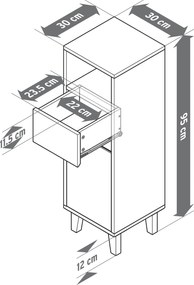 Tchibo - Odkládací koupelnová skříňka se zásuvkou a dvířky - barva: bílá