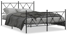 Kovový rám postele s hlavovým a nožním čelem černý 137 x 190 cm