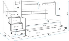FALCO Patrová postel Maty NEW ÚP Odstín: Bílá/grafit