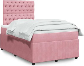 Box spring postel s matrací růžová 120x190 cm samet 3294597