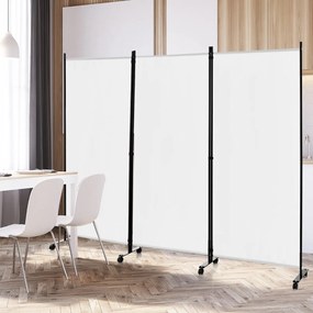 Costway 180 cm vysoká dělicí příčka na kolečkách, skládací zástěna s 3 volně