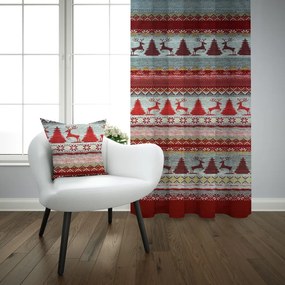 Ervi bavlněný závěs - Norský vzor červený