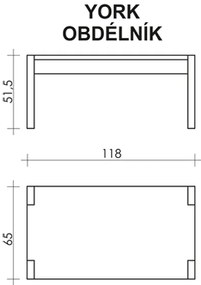 Konferenční stolek YORK obdélník 118x65 cm, masiv buk, český výrobek