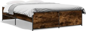 Rám postele kouřový dub 135 x 190 cm kompozitní dřevo a kov 3279904