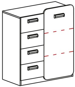 Komoda Loreto L6 jasan/zelená