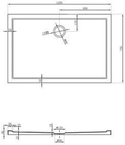 Mexen, Mexen Flow obdélníková sprchová vanička slim 75 x 120 cm, bílý lesk - 46R107512