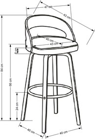 Barová židle Braxton, hnědá / krémová
