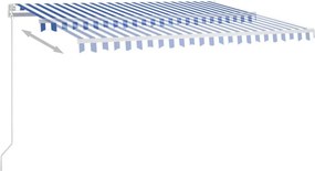 Ručně zatahovací markýza 450 x 350 cm modrobílá 3068996