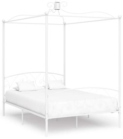 Rám postele s nebesy bílý kovový 120 x 200 cm