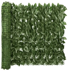 vidaXL Balkónová zástěna s tmavě zelenými listy 600 x 75 cm