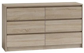 Komoda 6 šuplíků 140 cm Dub Sonoma
