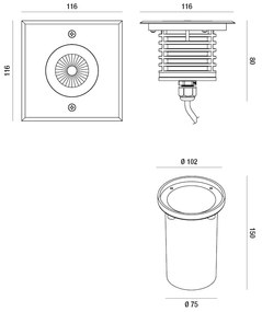 Fabas 6908-02-414 Wako 2, hranaté pojezdové svítidlo z nerezu, 7,8W LED, 3000K, 11,6x11,6cm, IP67