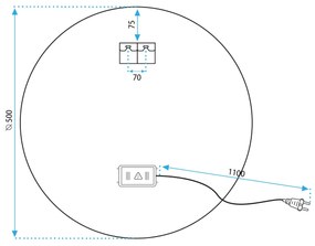 Tutumi Zrcadlo ⌀50 cm s vyhříváním a regulovatelným LED osvětlením HOM-05505, kartáčovaná růžová zlatá