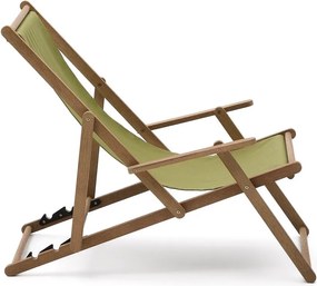 Zelené/v přírodní barvě dřevěné polohovací/skládací zahradní lehátko Vilara – Kave Home