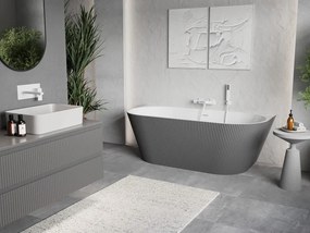 Mexen Oris, volně stojící rýhovaná vana 150 x 75 cm, bílá-šedá, przelew biały- 52871507562-20