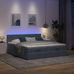 Osmanský rám postele s matracíes tmavě šedá 160x200cm samet 3312900