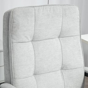 Ergonomická kancelářská židle HOMCOM s opěrkami, výškově nastavitelná otočná židle s houpací funkcí, vzhled lnu, tuftovaná počítačová židle, šedá