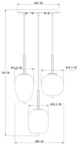 GLOBO BLACKY 15345-3 Závěsné svítidlo