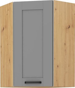LUNA du | horní skříňka 60x60 GN-90 1F (45°) rohová s policemi | VYSOKÁ | UNI dvířka | artisan/šedá