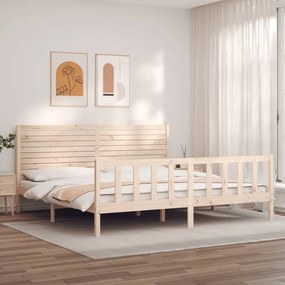 Rám postele s čelem Super King Size masivní dřevo 3193221